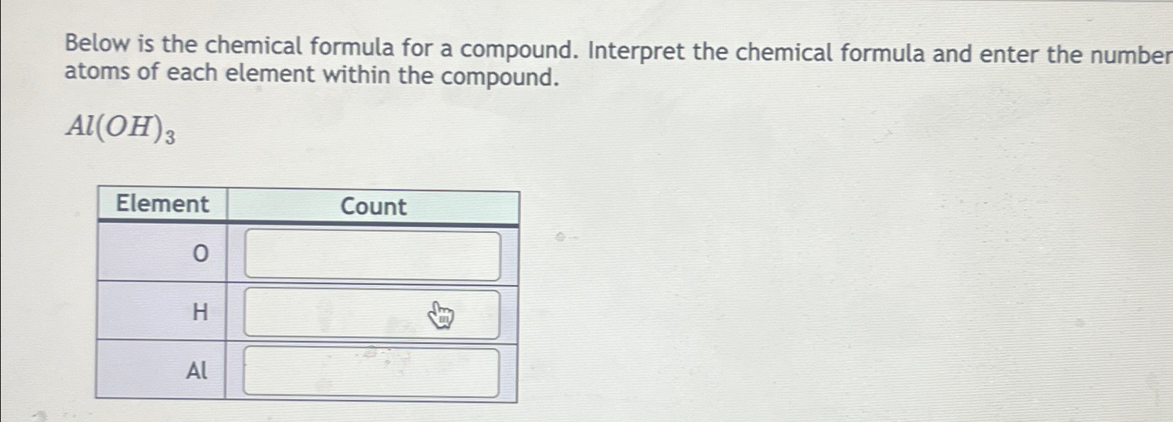 Solved Below is the chemical formula for a compound. | Chegg.com