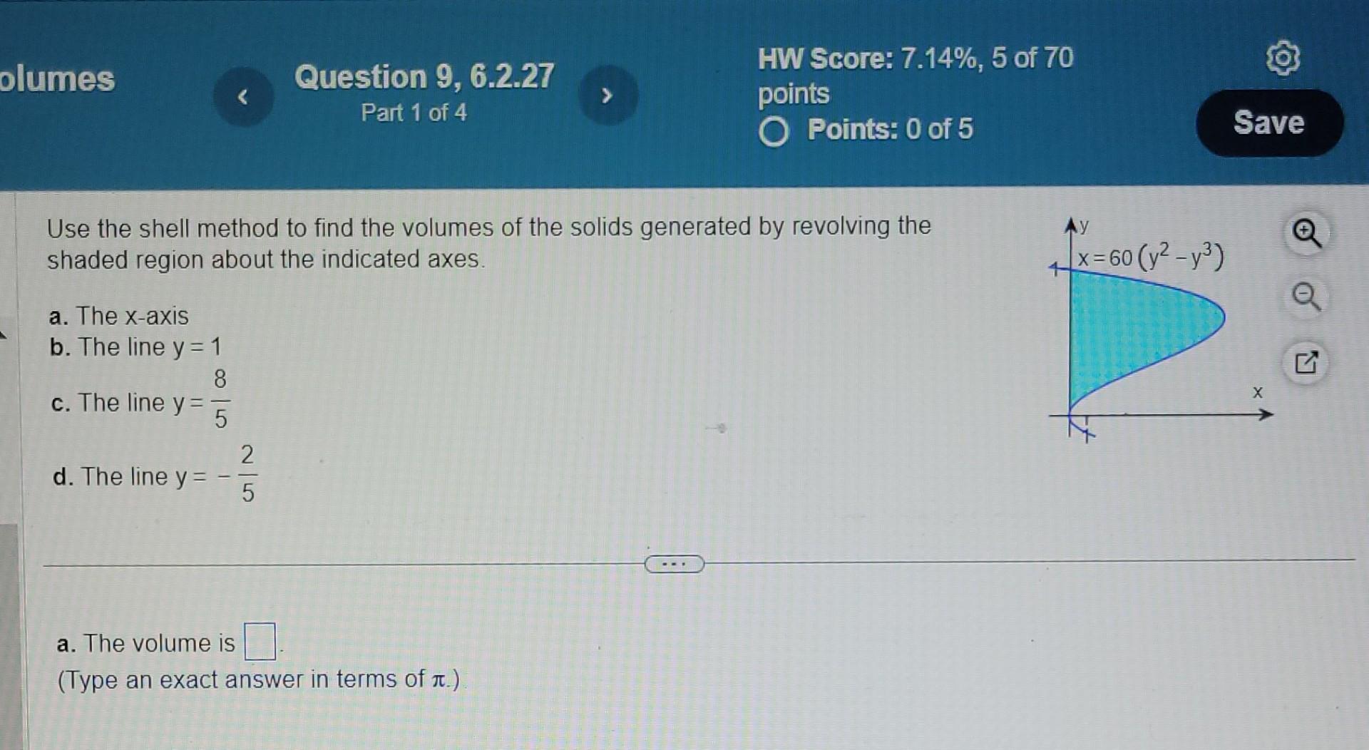Solved Use the shell method to find the volumes of the | Chegg.com