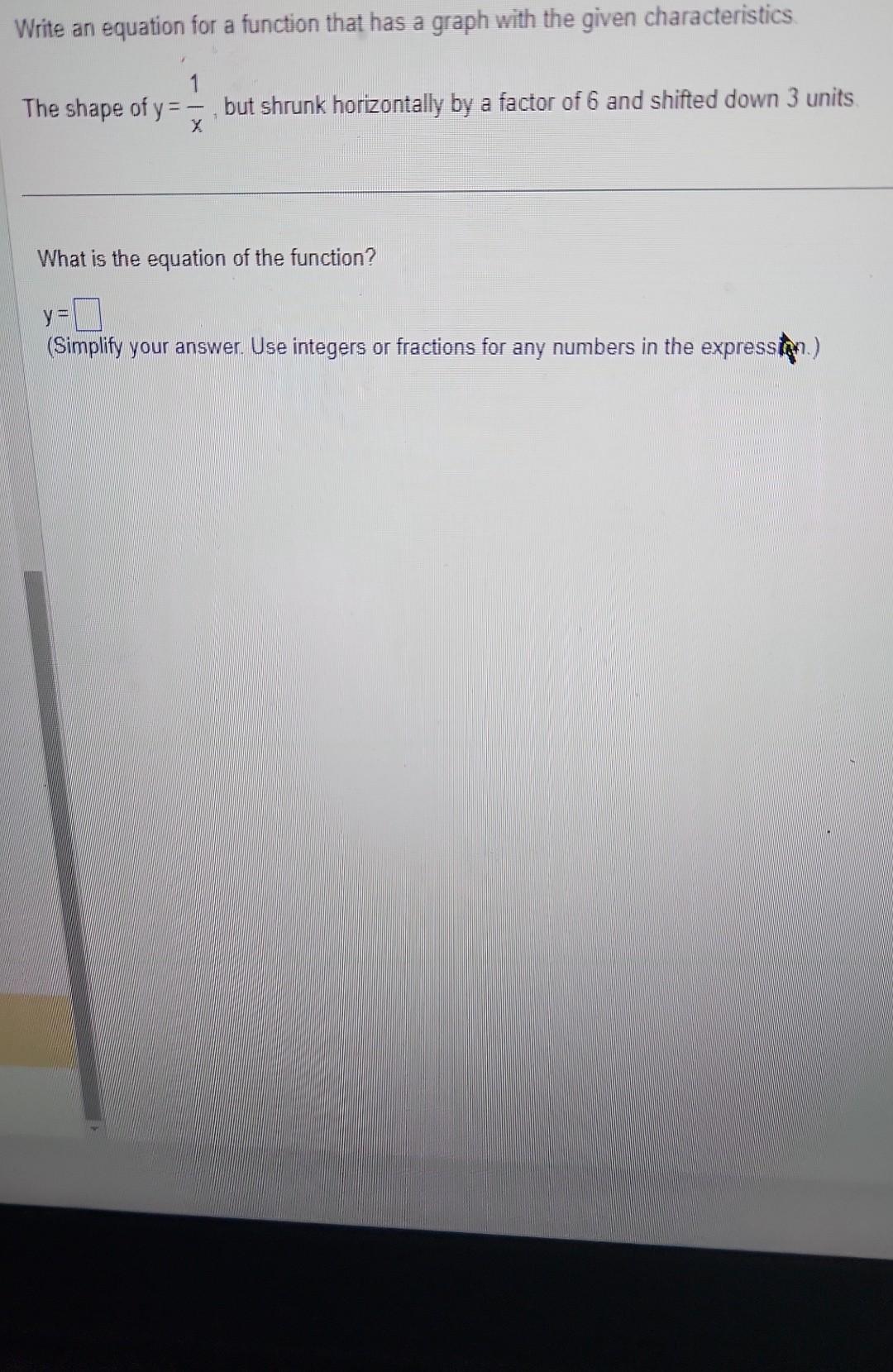 Solved Write an equation for a function that has a graph | Chegg.com