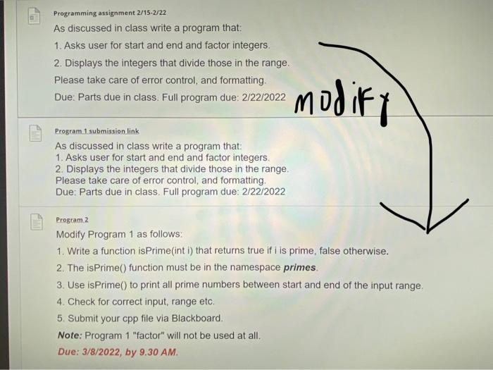 Programming assignment 2/15-2/22 As discussed in | Chegg.com