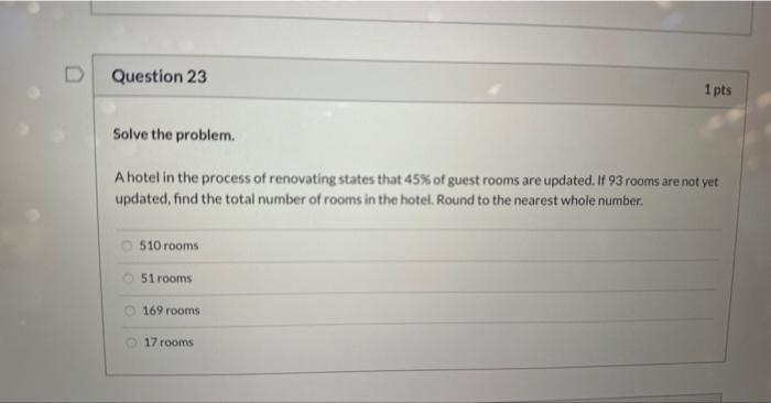 Solved Solve the problem. A hotel in the process of | Chegg.com