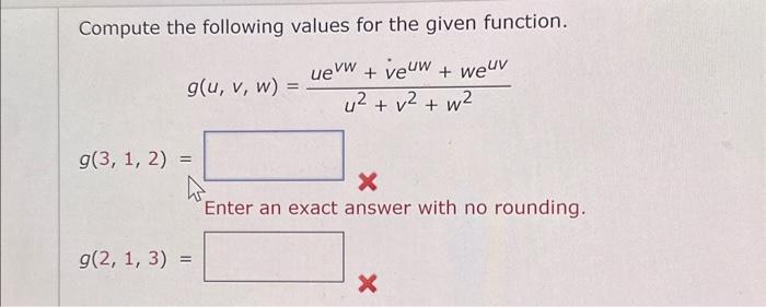 Solved Compute the following values for the given function. | Chegg.com