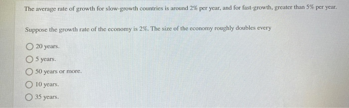 Solved The average rate of growth for slow-growth countries | Chegg.com