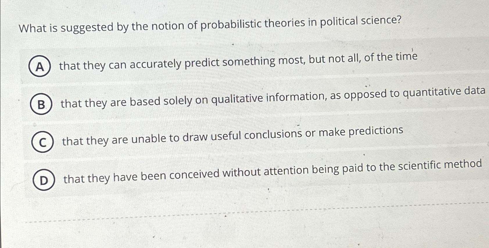 Solved What is suggested by the notion of probabilistic | Chegg.com