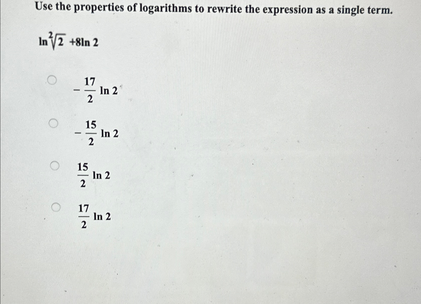 Solved Use the properties of logarithms to rewrite the | Chegg.com