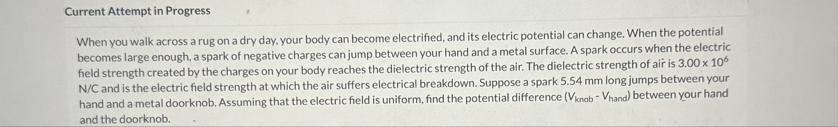 Solved Current Attempt in ProgressWhen you walk across a rug | Chegg.com