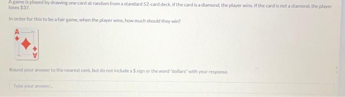 Solved A game is played by drawing one card at random from a | Chegg.com