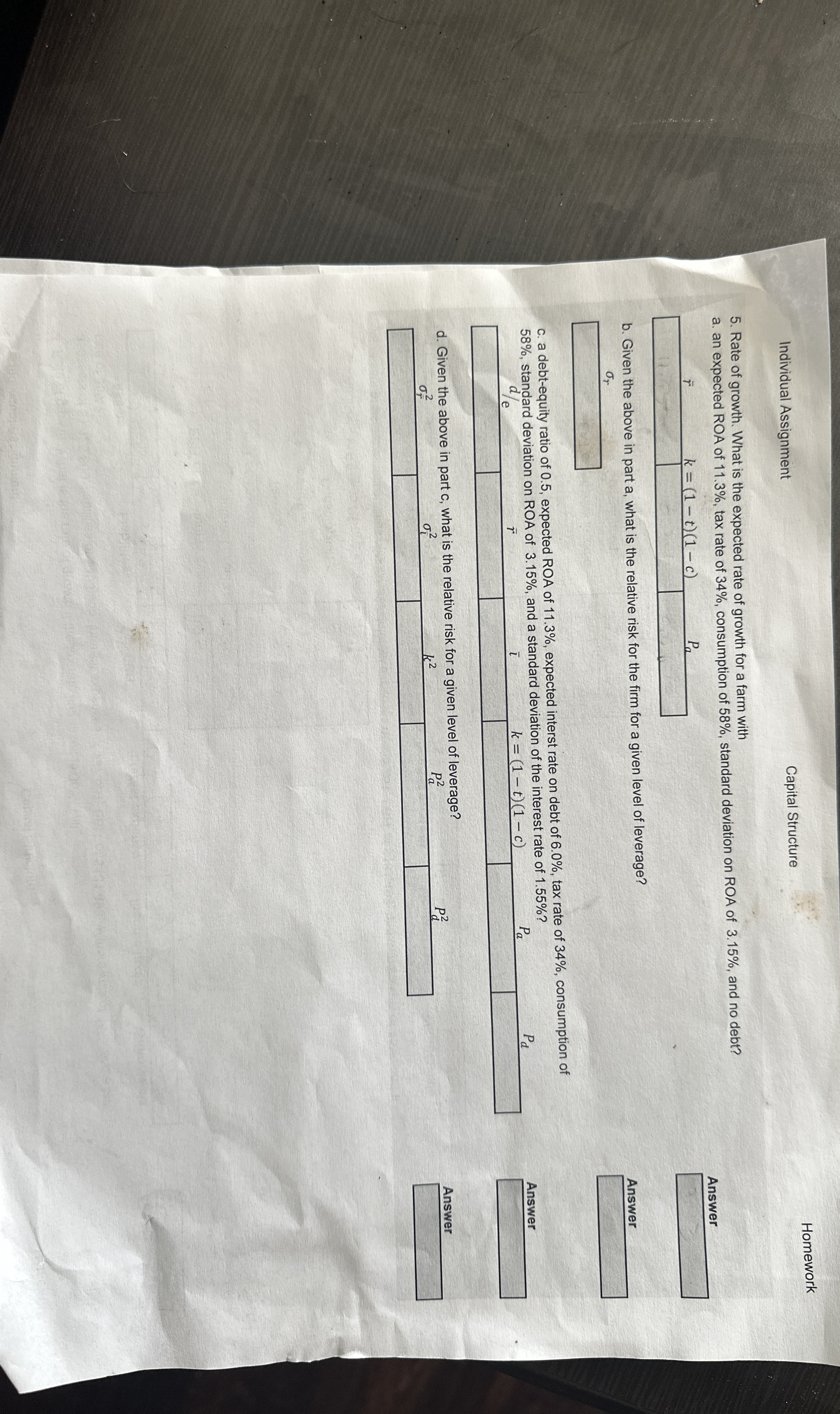 Solved Individual AssignmentCapital StructureHomework5. | Chegg.com