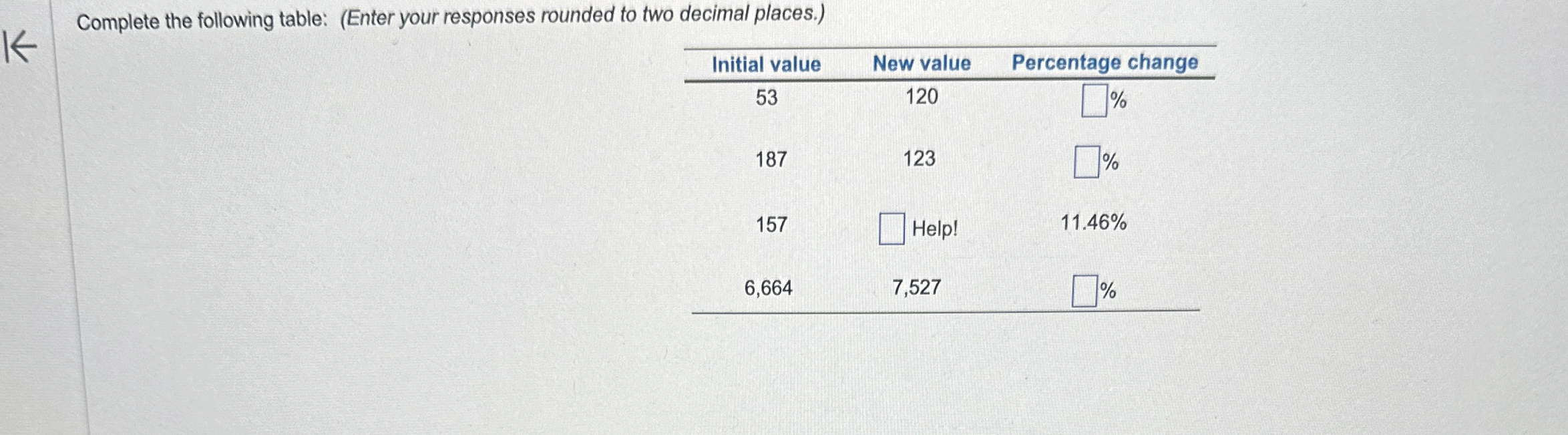 Solved Complete the following table: (Enter your responses | Chegg.com