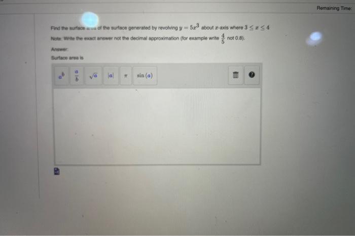 Solved Find the surface ava of the surtace generated by | Chegg.com