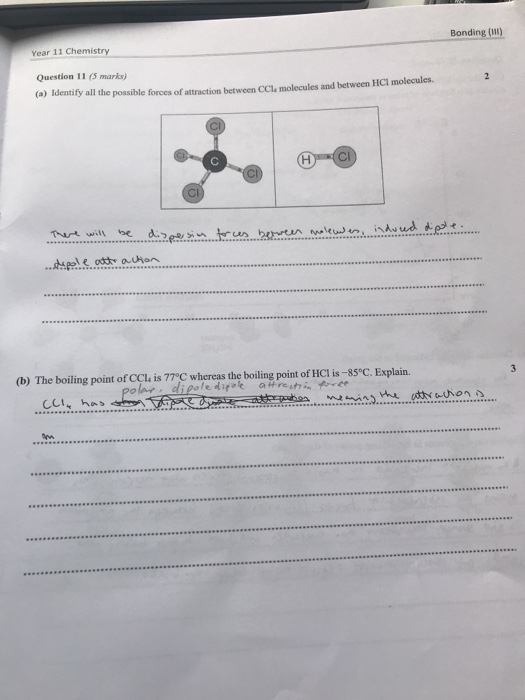 Solved Bonding (110) Year 11 Chemistry Question 11 (5 marks) | Chegg.com