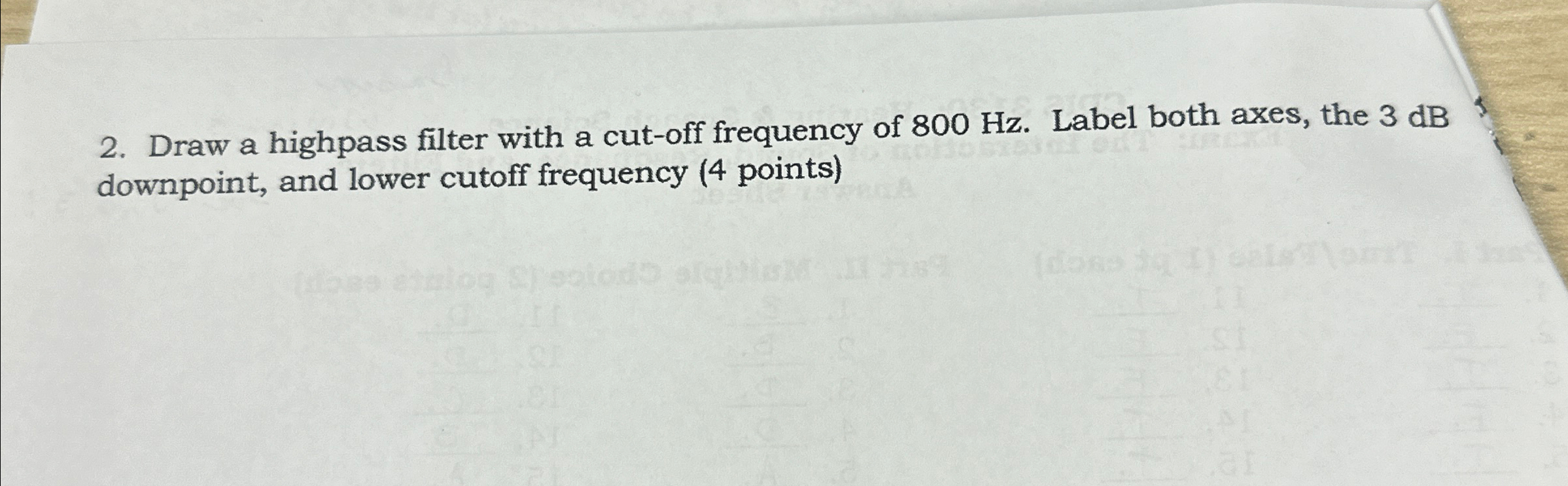 Solved Draw a highpass filter with a cut-off frequency of | Chegg.com