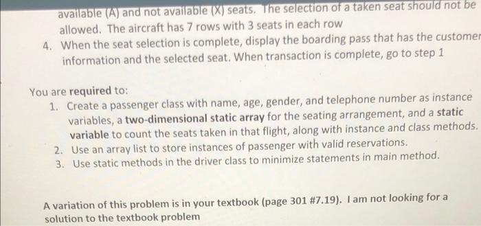 Solved Airline Reservations System II A small airline has | Chegg.com