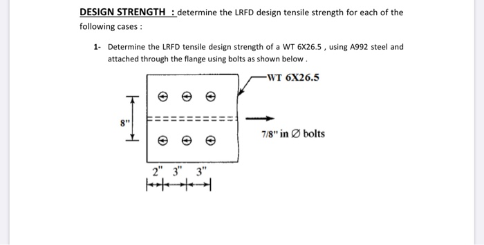 Solved DESIGN STRENGTH : determine the LRFD design tensile | Chegg.com