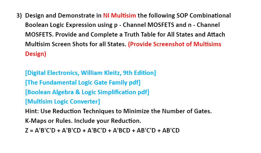 Solved Design and Demonstrate in NI Multisim the following | Chegg.com