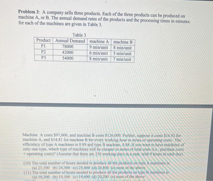 Solved Problem 3: A company sells three products. Each of | Chegg.com