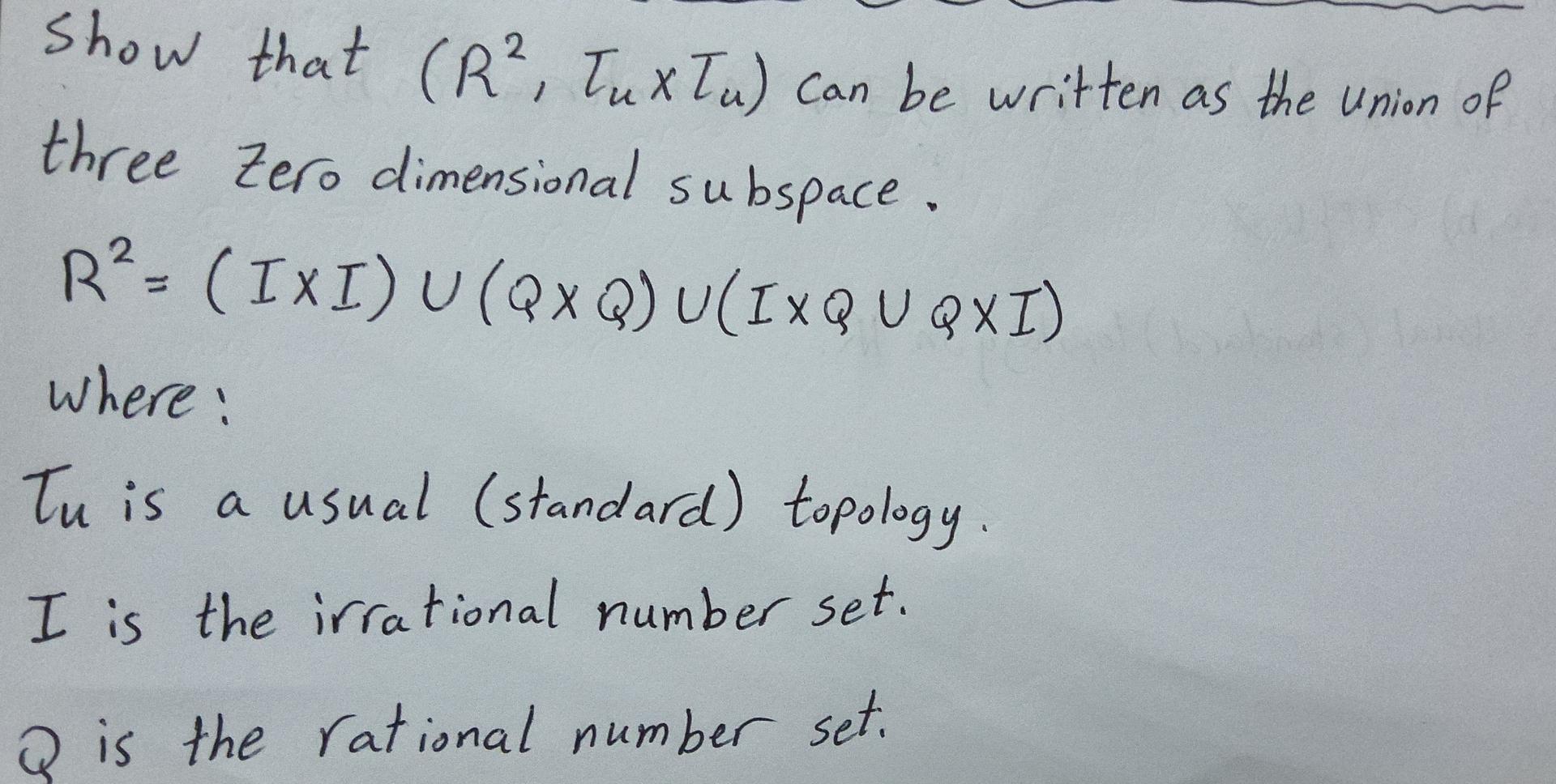 Solved Show that (R2,τu×τu) ﻿can be written as the union of | Chegg.com