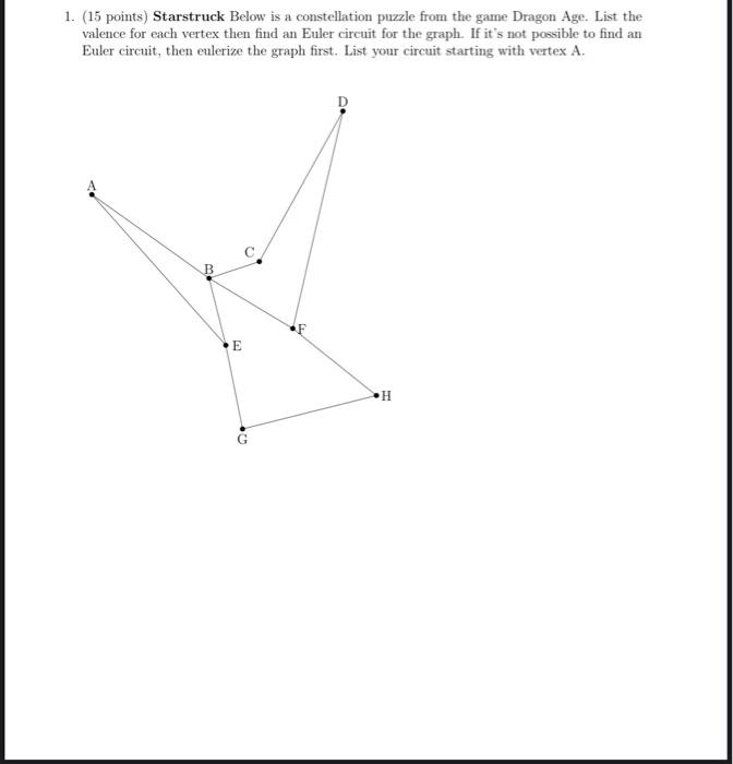 Solved 1. (15 points) Starstruck Below is a constellation | Chegg.com