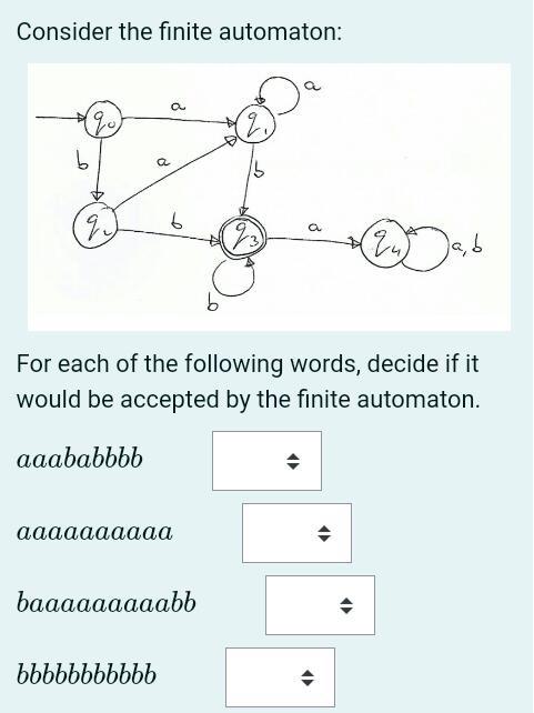 Solved Consider the finite automaton: 190 2 b a 9 b 0 a ca | Chegg.com