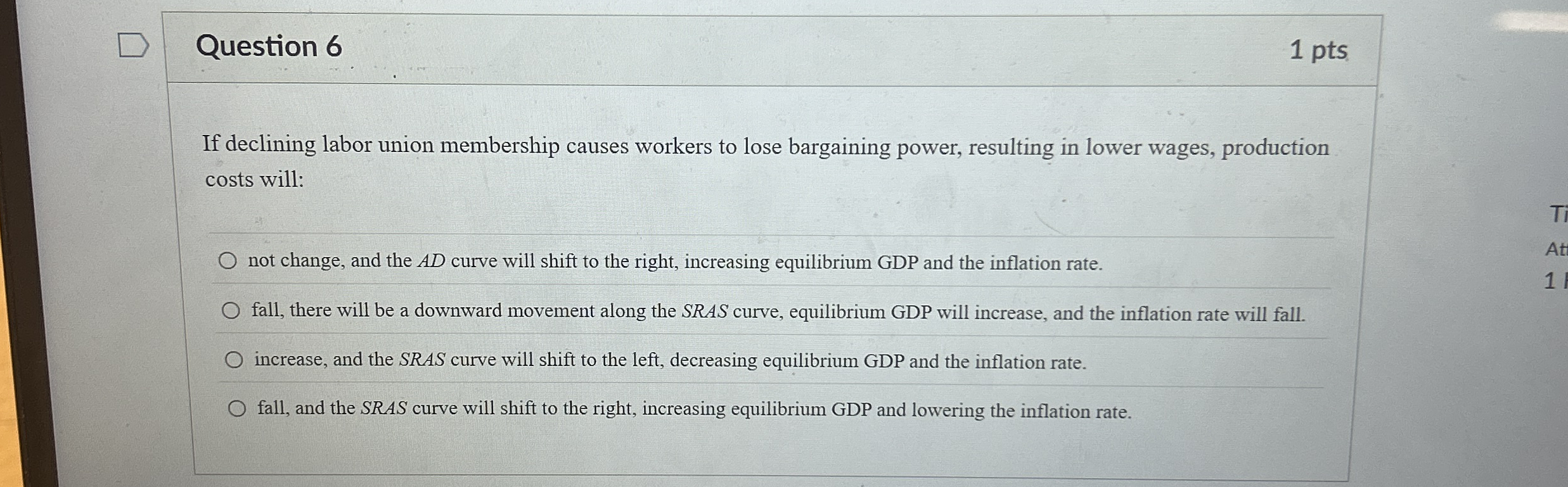 Solved Question 61 ﻿ptsIf declining labor union membership | Chegg.com