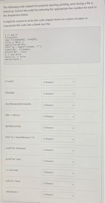 Solved The following code snippet for property opening | Chegg.com