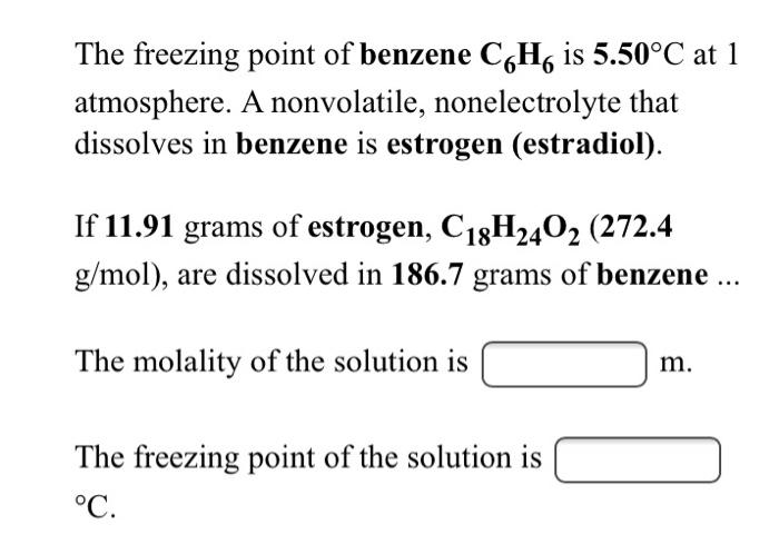 Solved The boiling point of benzene CH is 80.10°C at 1 | Chegg.com