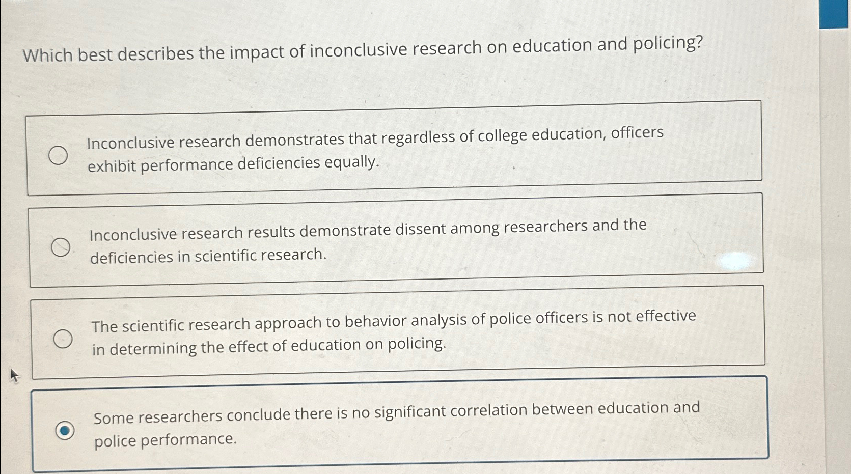 Solved Which best describes the impact of inconclusive | Chegg.com