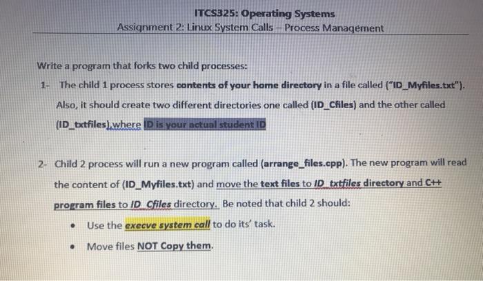 Solved Itcs325 Operating Systems Assignment 2 Linux System 6805