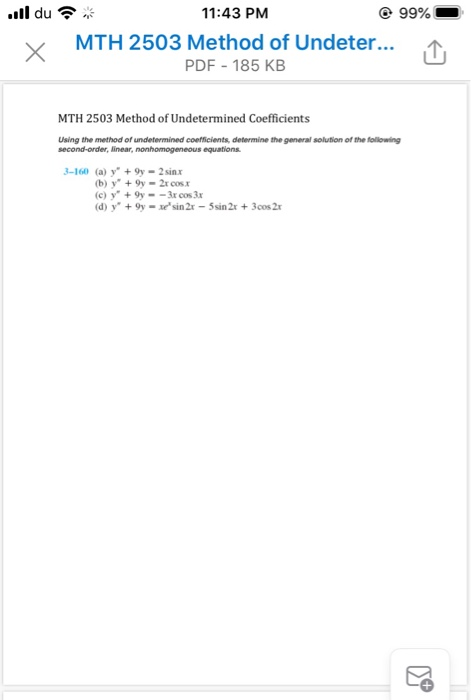 Solved Determine the specific solution of the following | Chegg.com