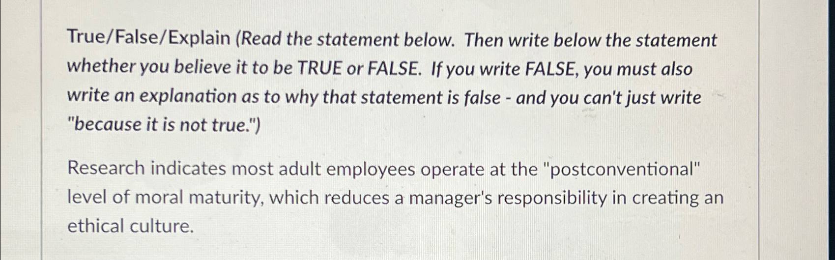 Solved True/False/Explain (Read the statement below. Then | Chegg.com