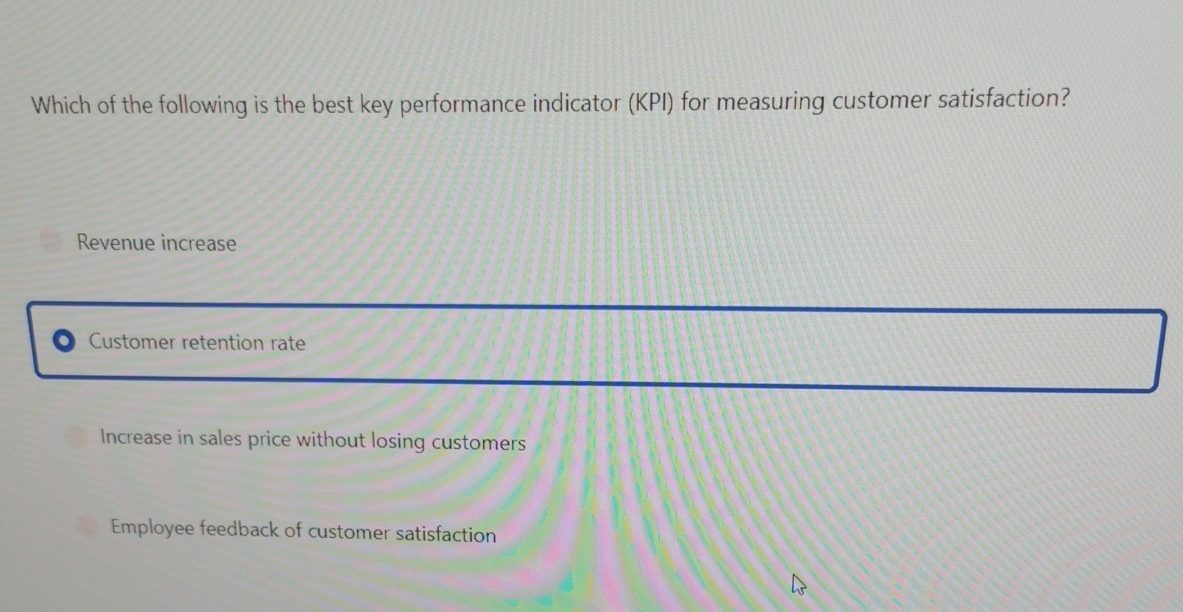 Solved Which of the following is the best key performance | Chegg.com
