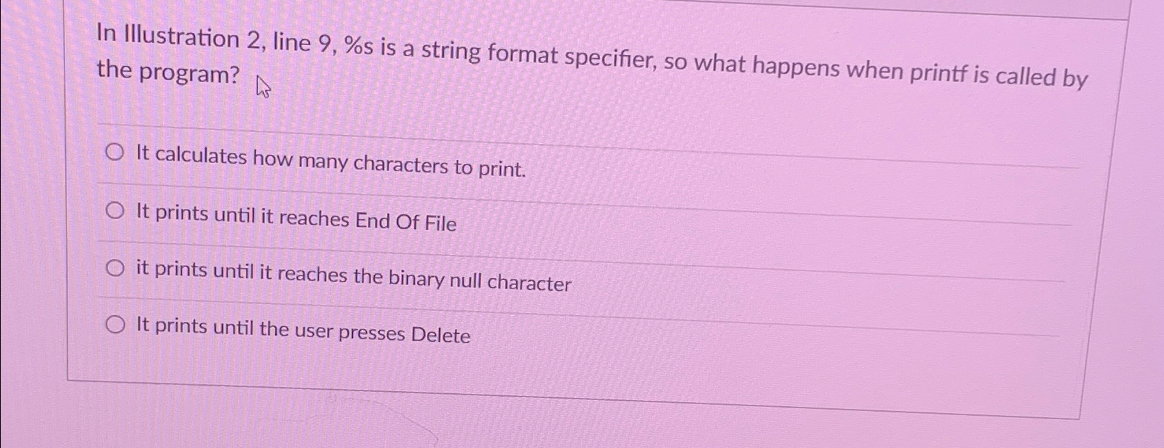 Solved In Illustration 2 , ﻿line 9,% ﻿s is a string format | Chegg.com