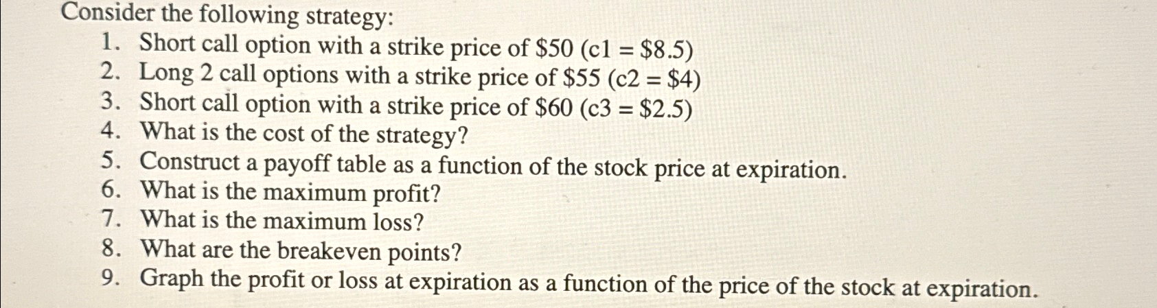 Consider the following strategy:Short call option | Chegg.com