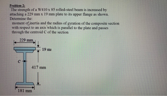 Solved Problem 2: The strength of a W410 x 85 rolled-steel | Chegg.com