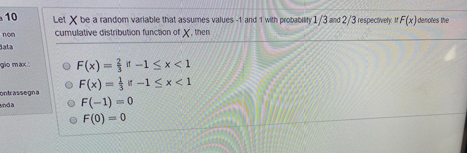 Solved a 10 Let X be a random variable that assumes values - | Chegg.com