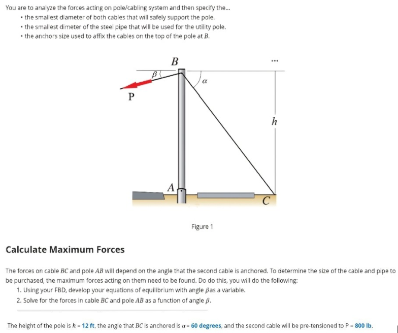 Calculate Maximum Forces The forces on cable BC and | Chegg.com