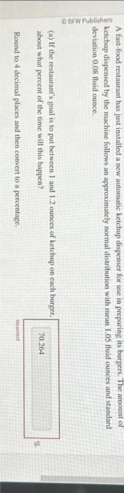 Solved ⒸBFW Publishers A fast-food restaurant has just | Chegg.com