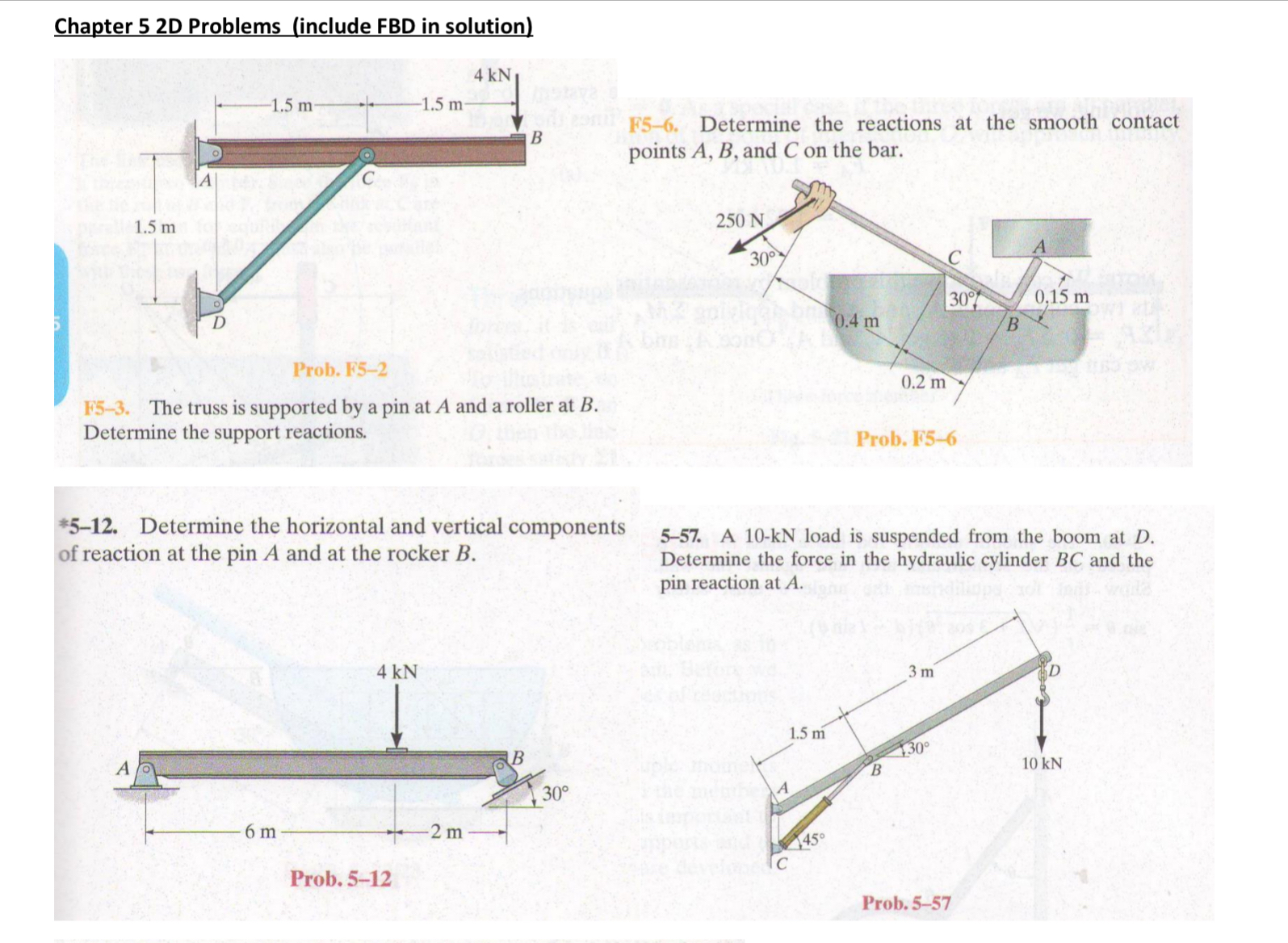 Solved Chapter 5 2D Problems (include FBD in solution)F5-6. | Chegg.com