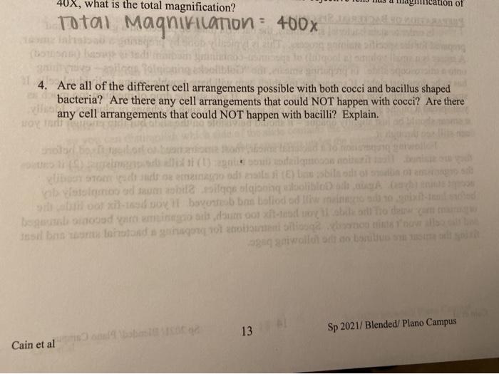 Solved 40X, what is the total magnification? nication of | Chegg.com