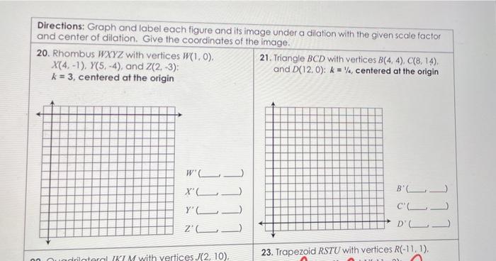 Solved Directions: Graph and label each figure and its image | Chegg.com