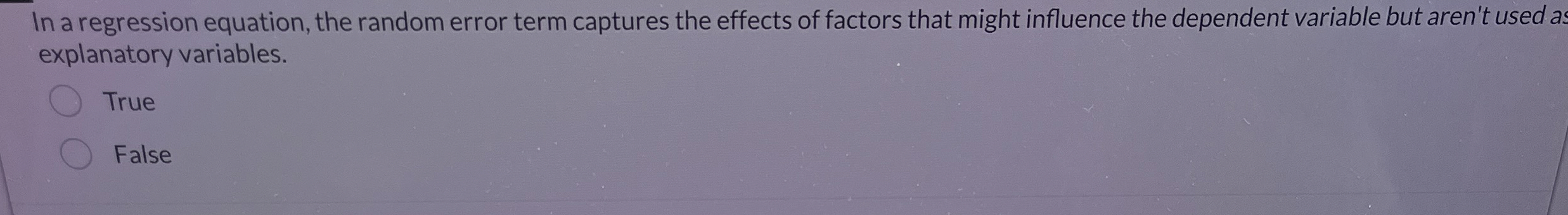 Solved In a regression equation, the random error term | Chegg.com