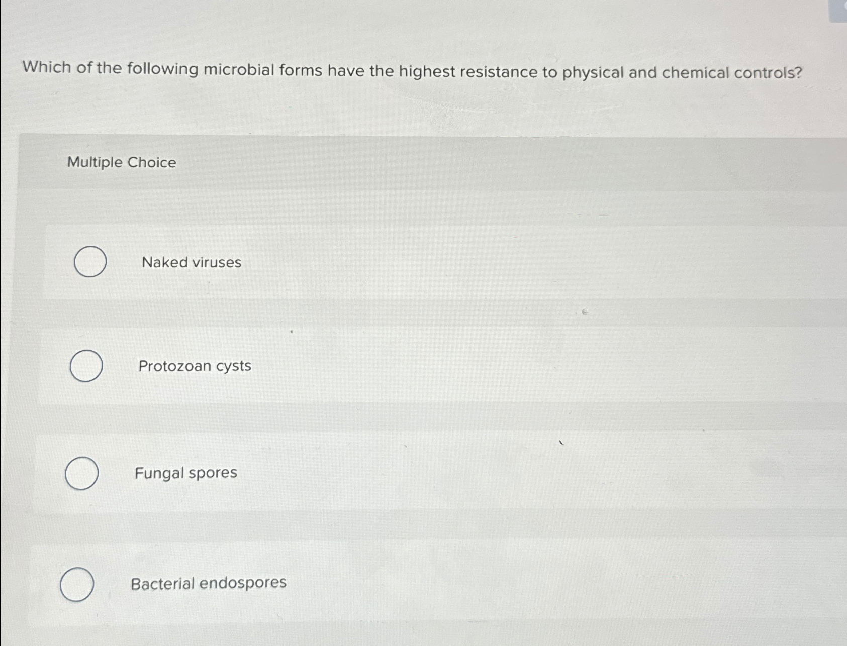 Solved Which of the following microbial forms have the | Chegg.com