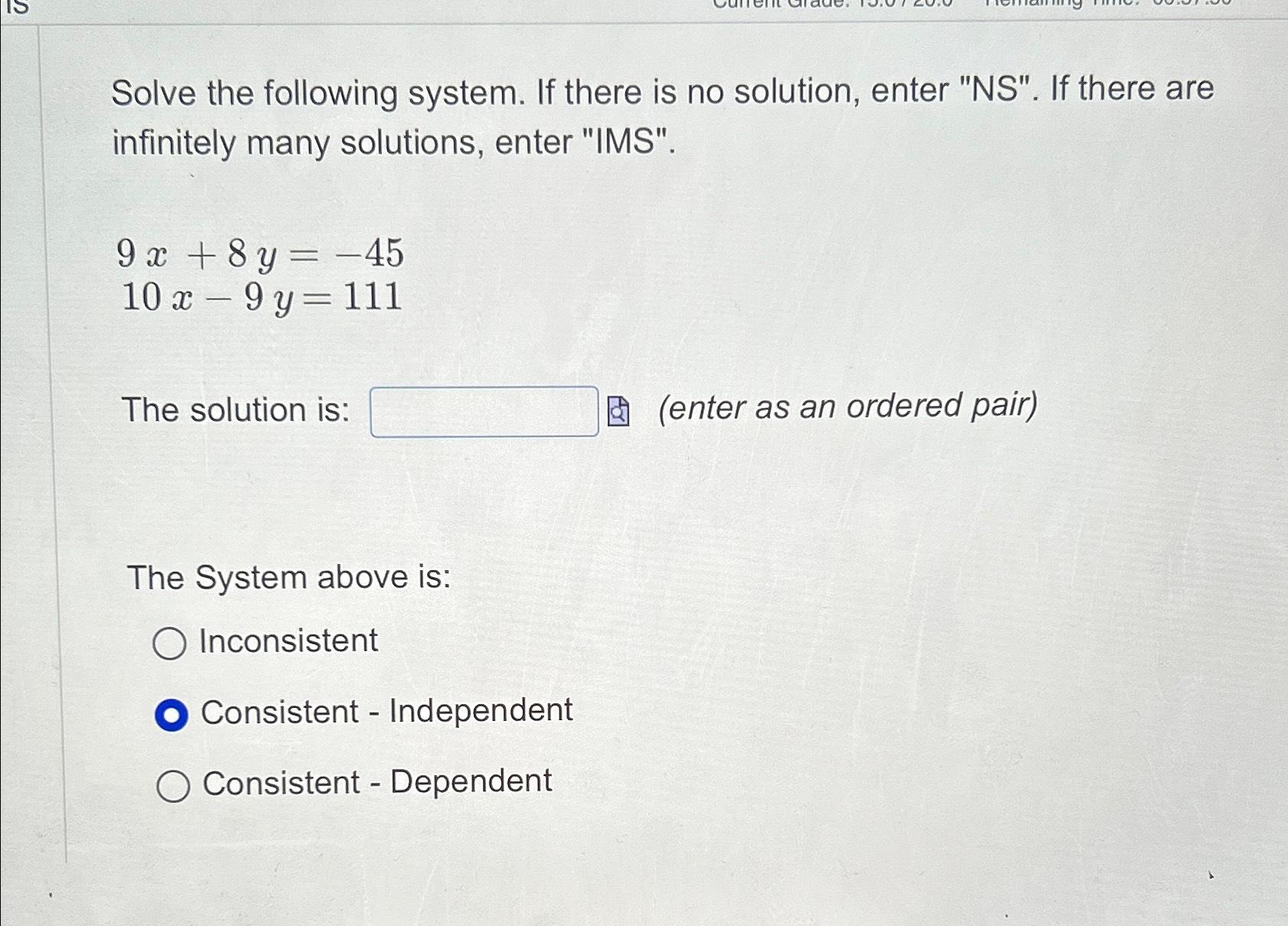 Solved Solve the following system. If there is no solution, | Chegg.com