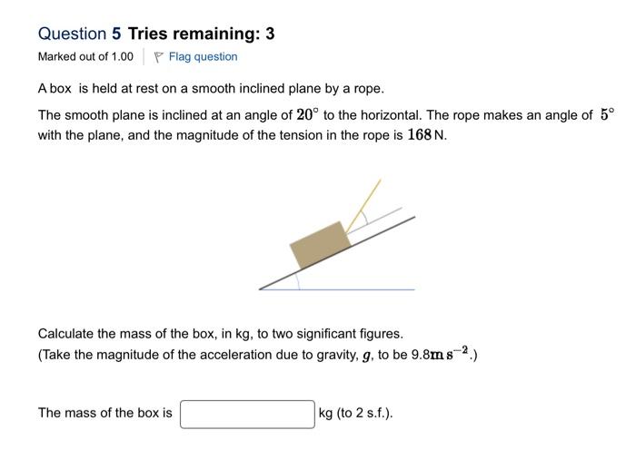 Solved A box is held at rest on a smooth inclined plane by a | Chegg.com