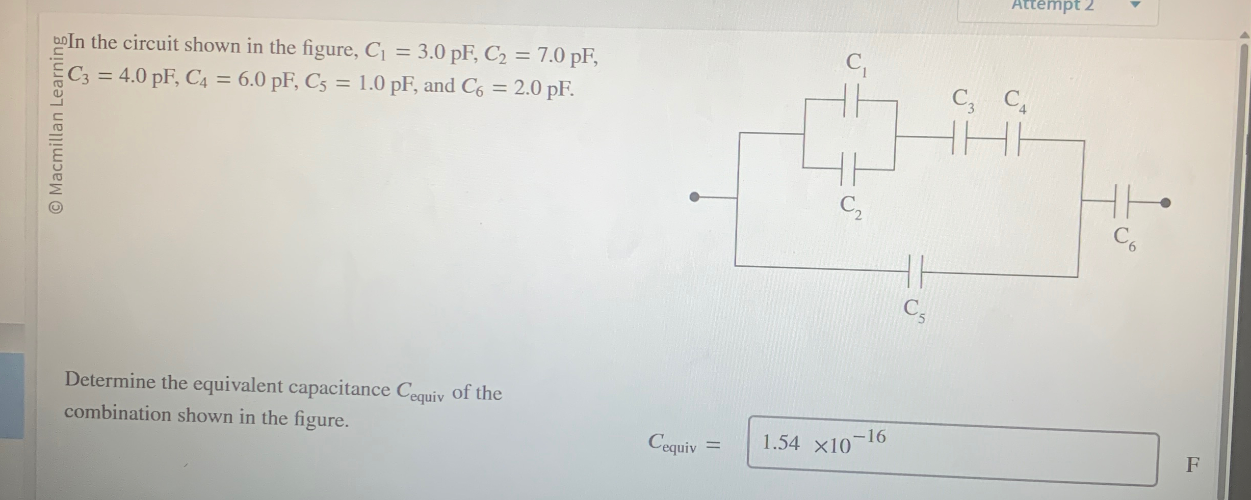 Solved Attempt 2determine The Equivalent Capacitance Cequiv