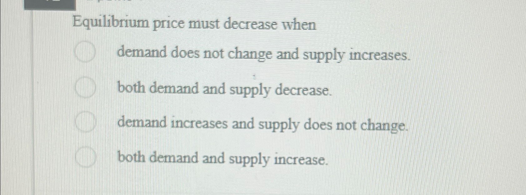 Solved Equilibrium price must decrease whendemand does not | Chegg.com