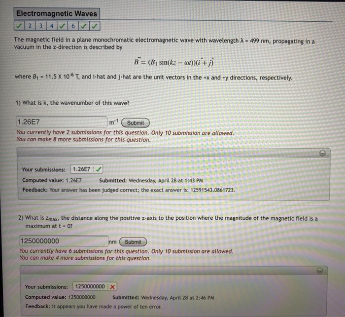 Solved Electromagnetic Waves The magnetic field in a plane | Chegg.com