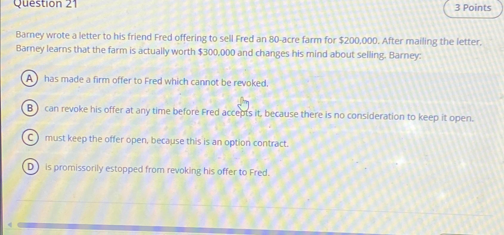 Solved Barney wrote a letter to his friend Fred offering to | Chegg.com