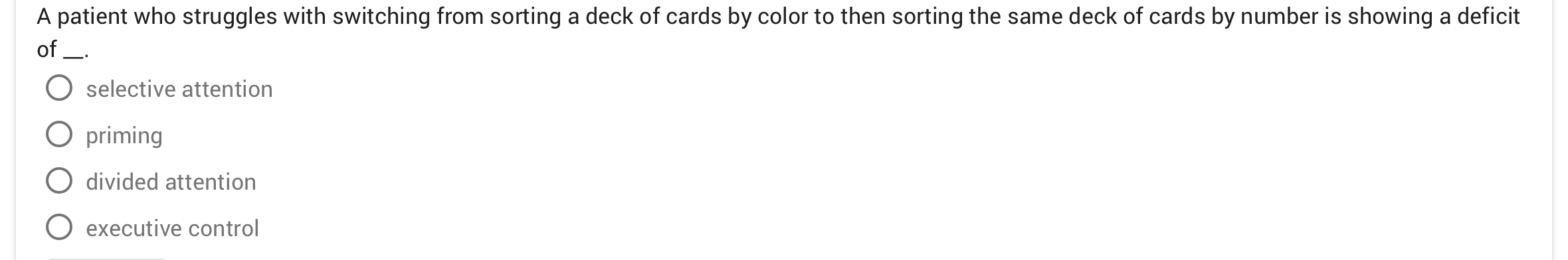 Solved A patient who struggles with switching from sorting a | Chegg.com