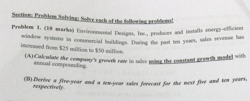 Solved Section: Problem Solving: Solve each of the following | Chegg.com